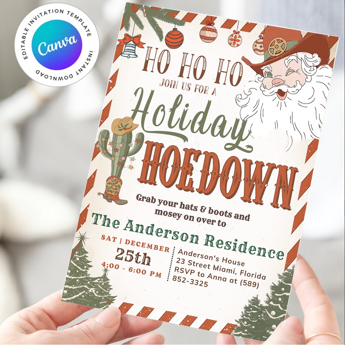 Cowboy Santa Holiday Party Invite Western Christmas Party - Etsy