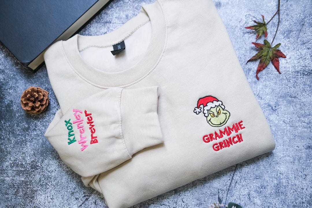 Custom Grandma Grinch Sweatshirt Embroidered With Kids Name, Gigi Mama ...