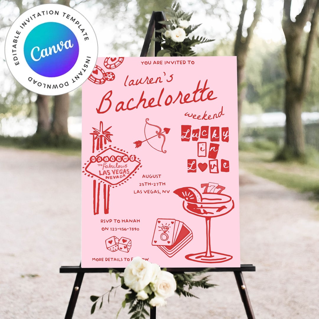 Template Las Vegas Bachelorette SIGN Party Template, Vegas Themed Bach ...