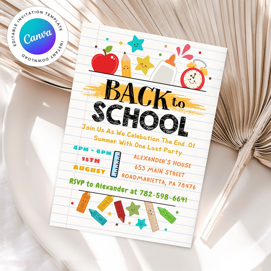 EDITABLE End of School Party Invitation Editable Back to - Etsy