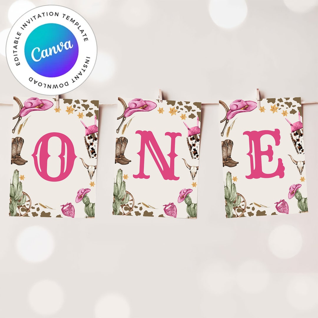 Editable Cowgirl Birthday Party Banner Western Birthday - Etsy