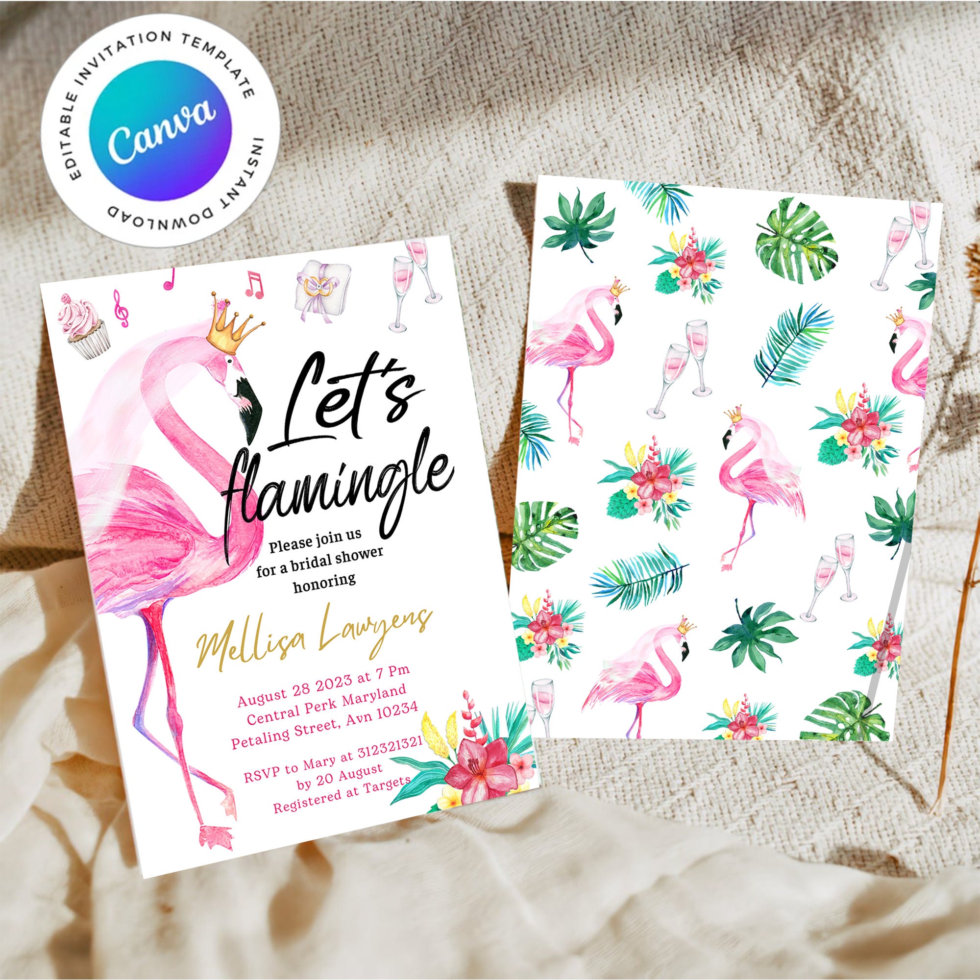 Editable Lets Flamingle Birthday Invitation Flamingle - Etsy
