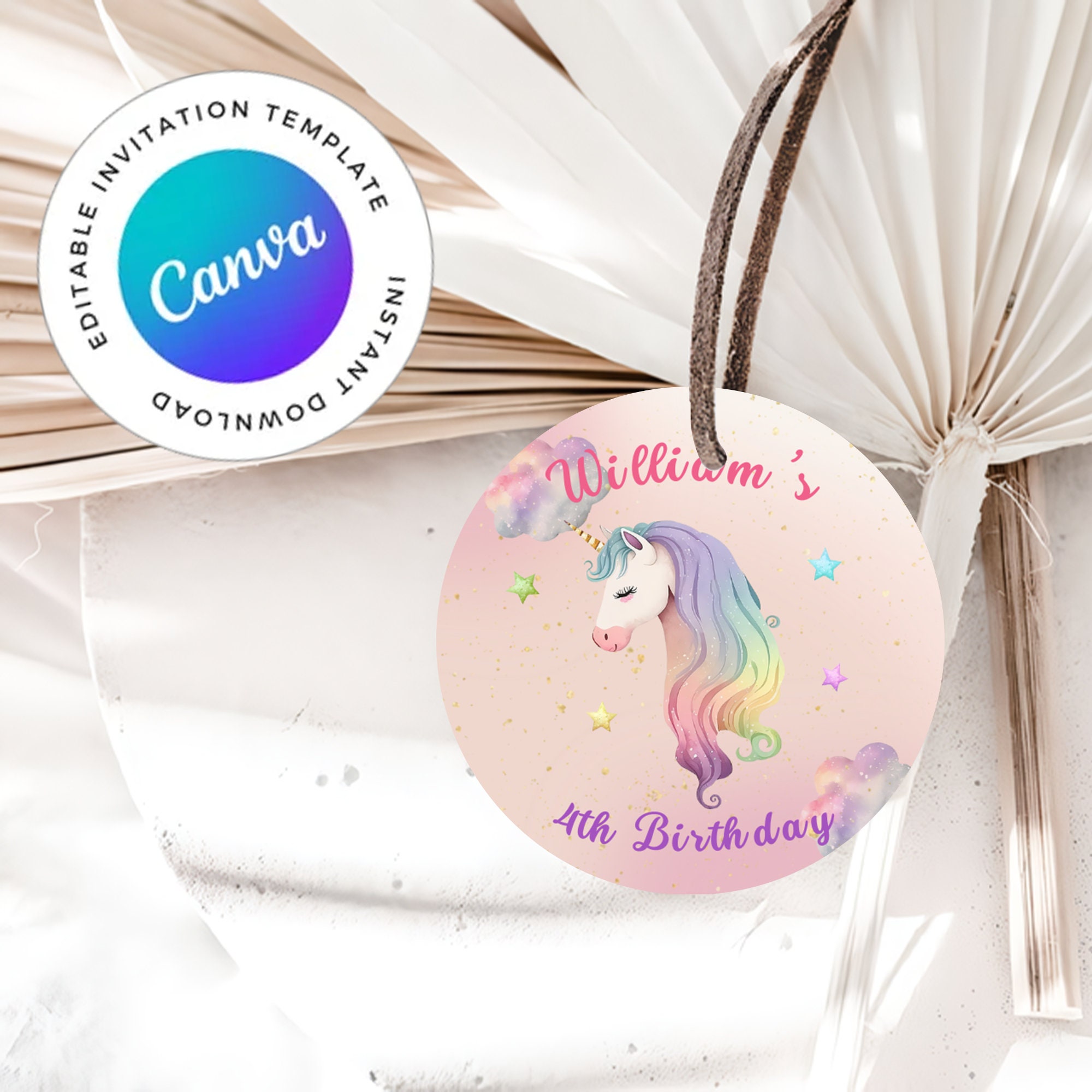 Editable Unicorn Favor Tags Unicorn Name Sticker - Etsy