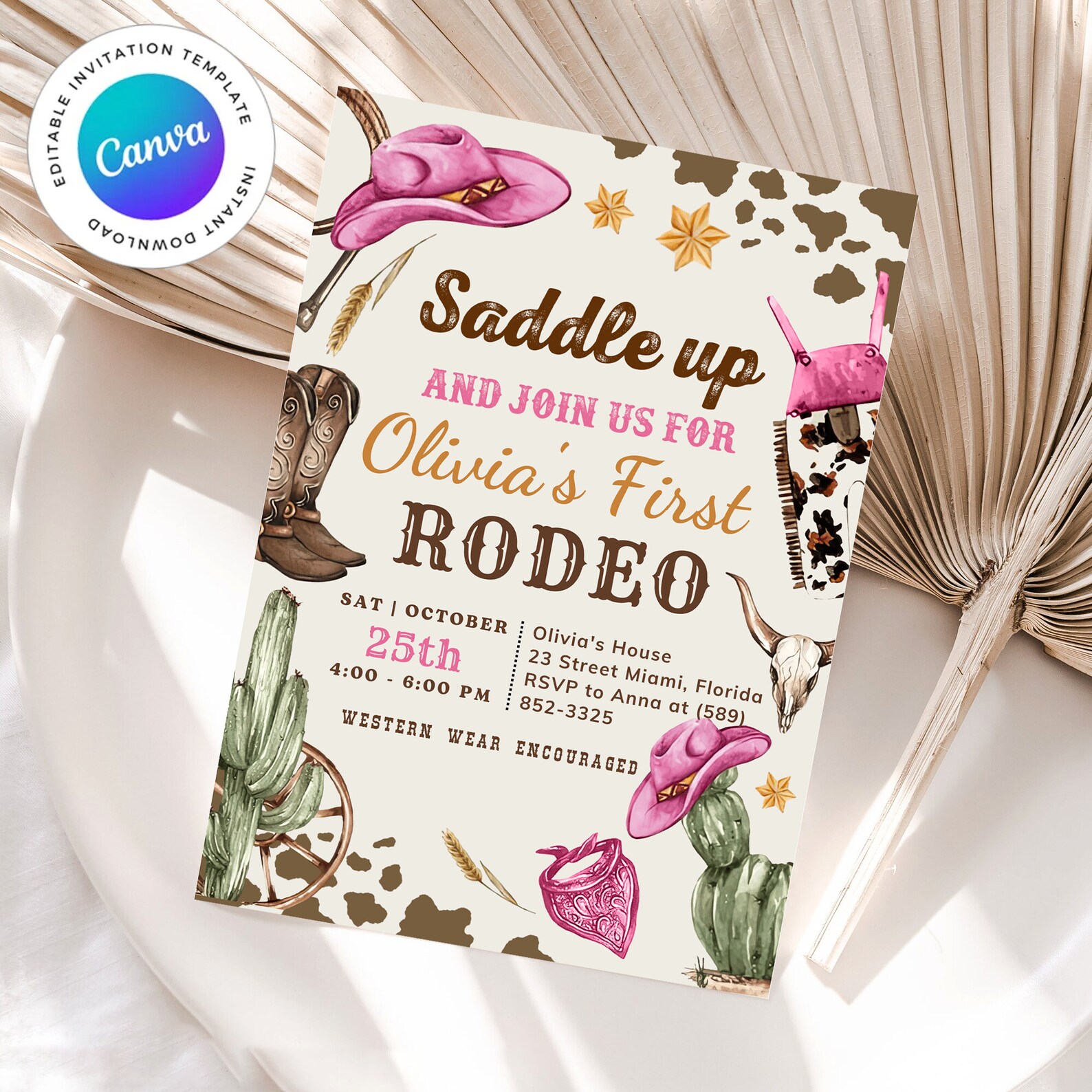 EDITABLE Cowgirl Birthday Invitation Editable Western - Etsy