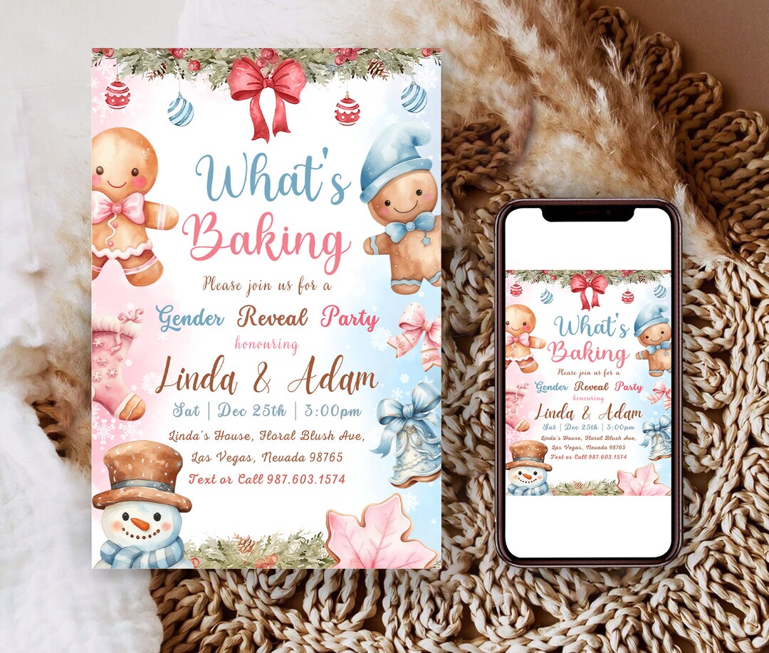 What's Baking Gender Reveal Invitation Gingerbread Cookie - Etsy