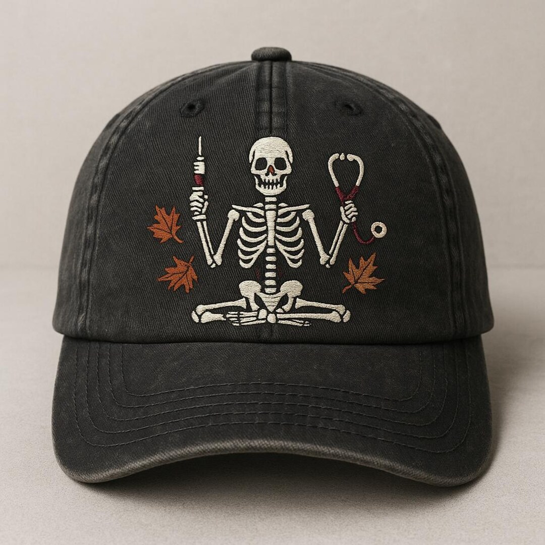 Skeleton Nurse Hat – Embroidered Medical Skeleton Baseball Cap With ...