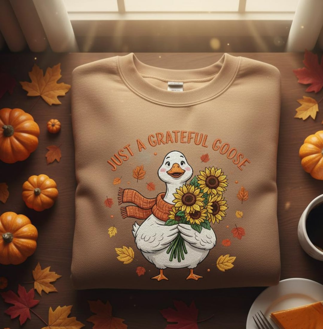 Custom Just a Grateful Goose Embroidered Sweatshirt Cute Fall Animal ...