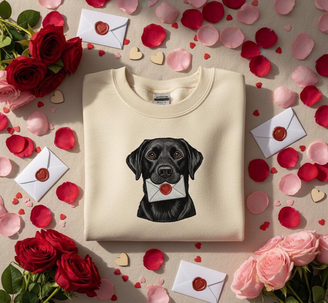 Custom Black Labrador Love Letter Illustration Cute Dog Valentine Gift ...