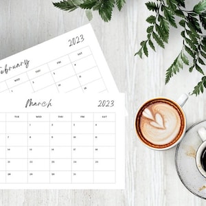 2023 Printable Calendar Landscape, Minimalist Monthly Calendar 2023 ...