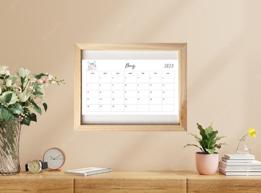 2023 Printable Calendar Landscape, Minimalist Monthly Calendar 2023 ...