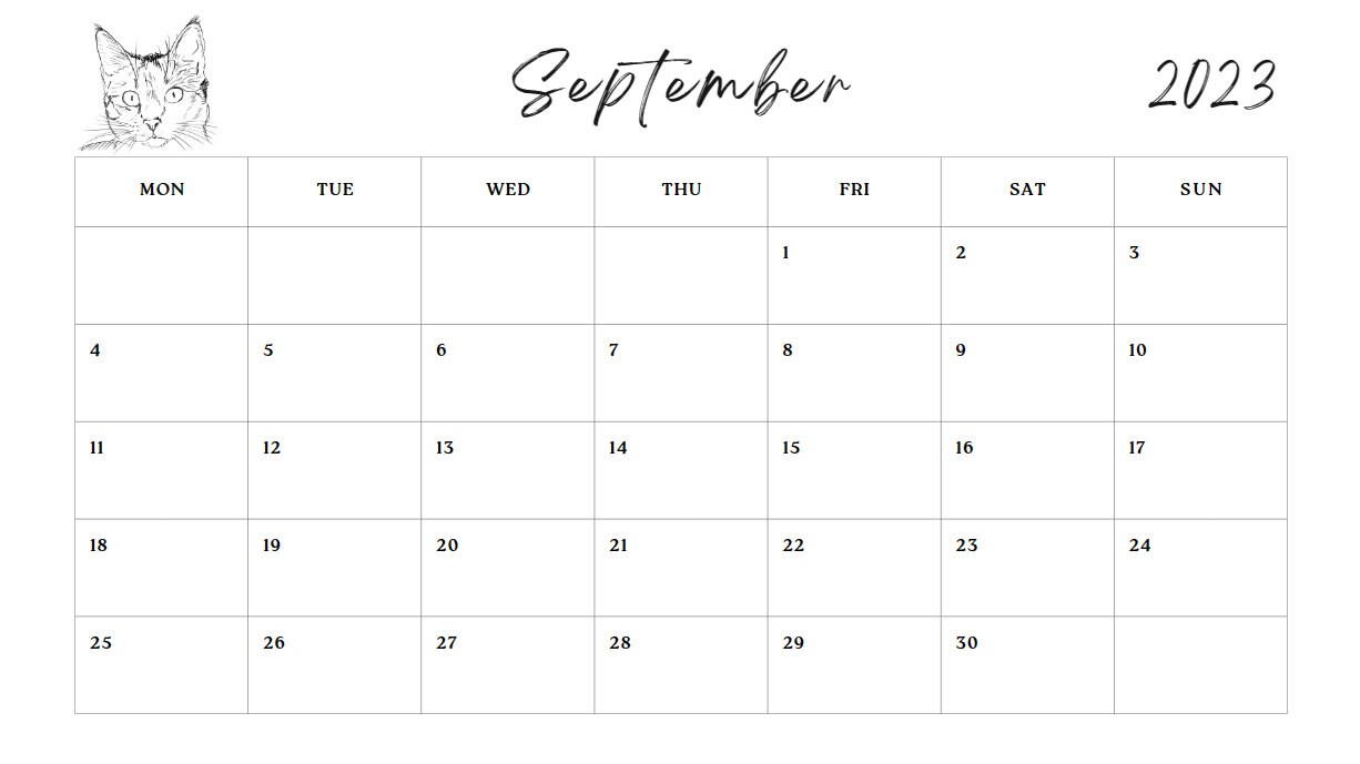 2023 Printable Calendar Landscape, Minimalist Monthly Calendar 2023 ...
