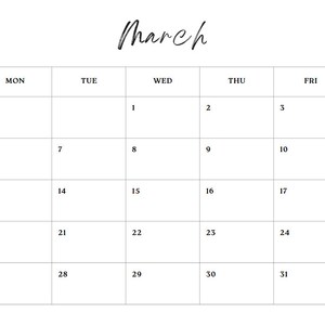 2023 Printable Calendar Landscape, Minimalist Monthly Calendar 2023 ...