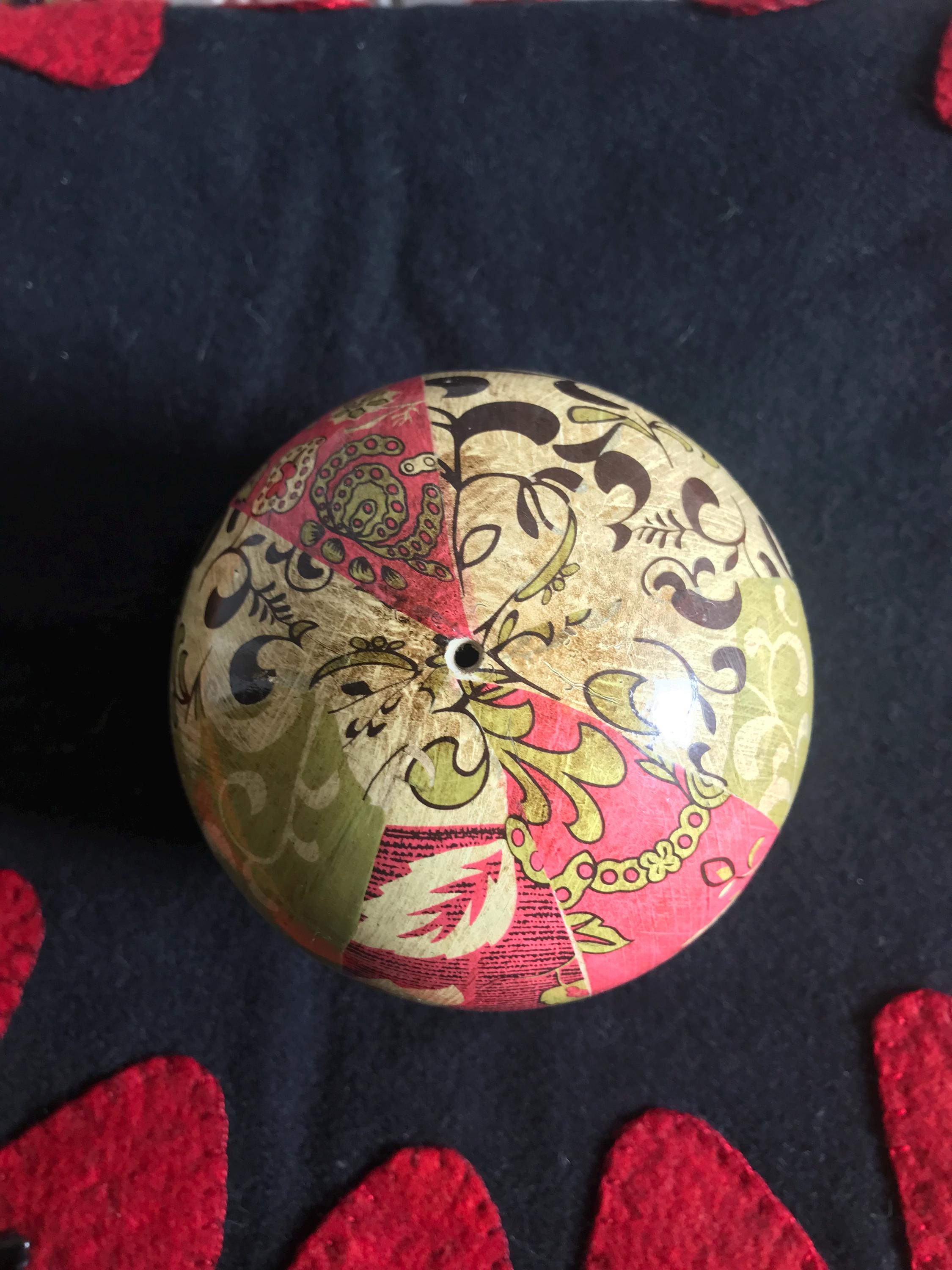Vintage Decoupage Wooden Sphere - Enchanting Home Accent - Antique ...