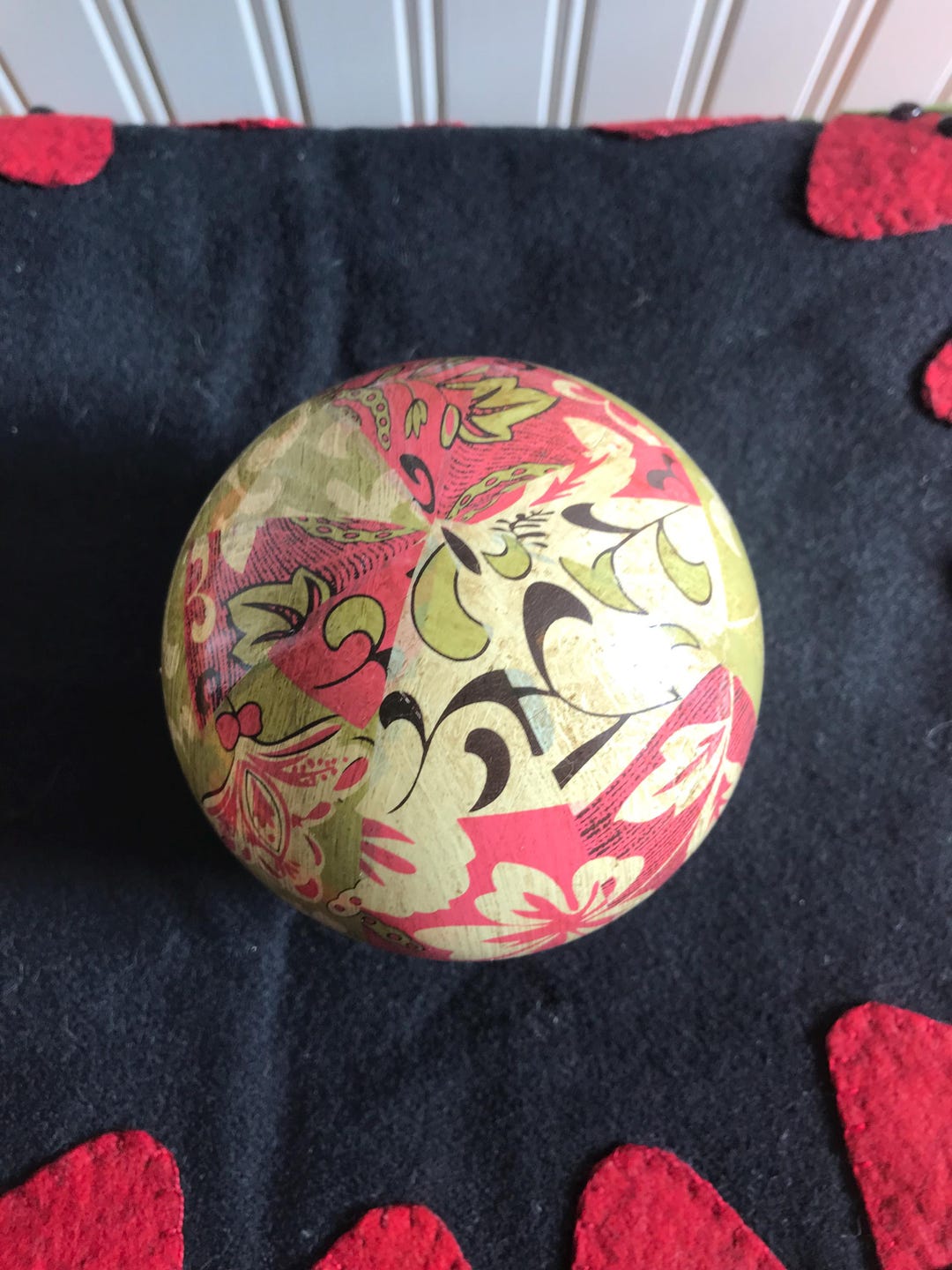 Vintage Decoupage Wooden Sphere - Enchanting Home Accent - Antique ...