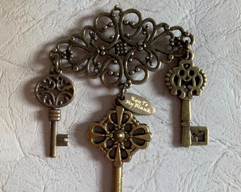 Unique Branded Skeleton Key Magnet | Eye-catching Silver Tone Design ...