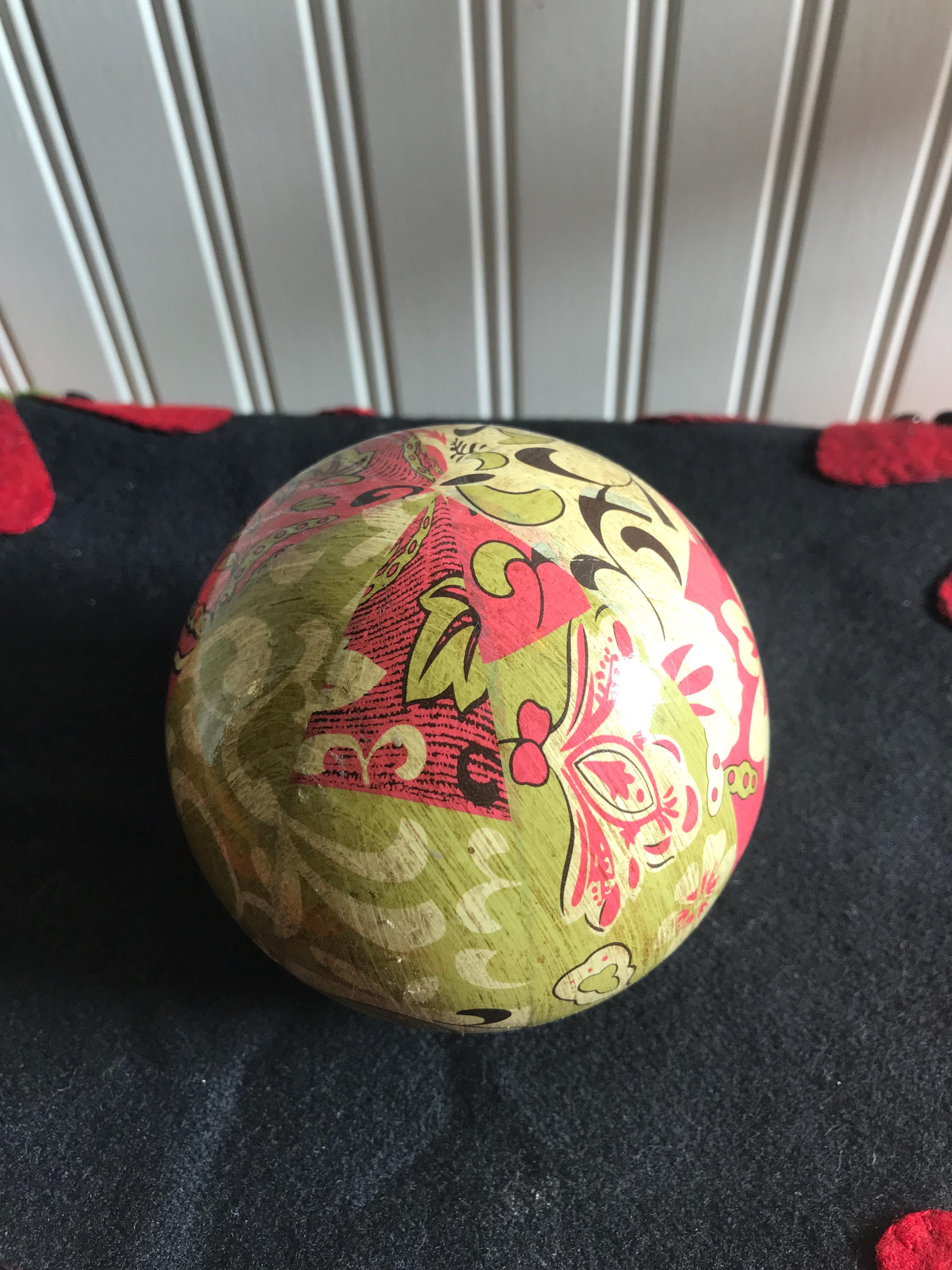 Vintage Decoupage Wooden Sphere - Enchanting Home Accent - Antique ...