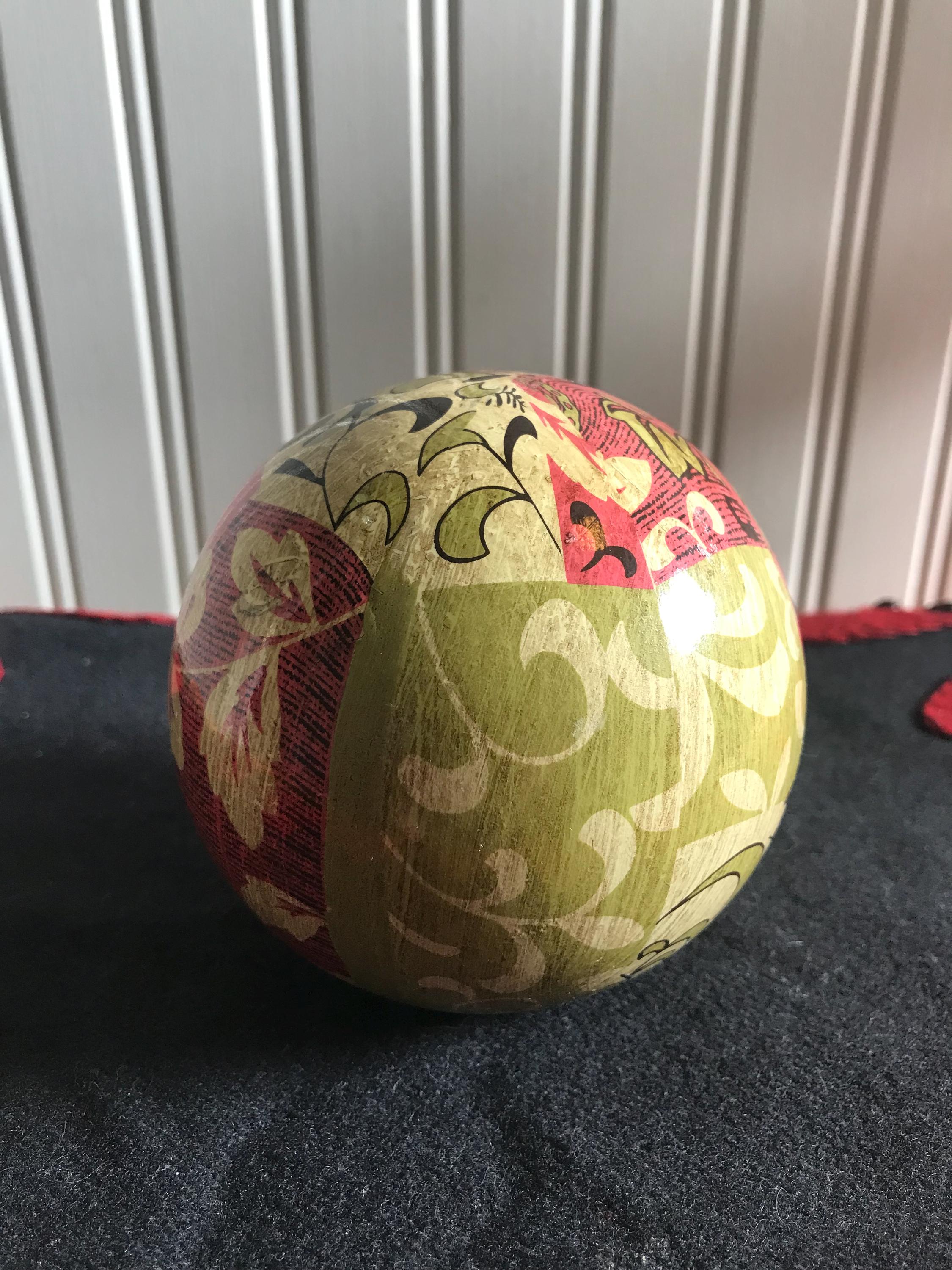 Vintage Decoupage Wooden Sphere - Enchanting Home Accent - Antique ...