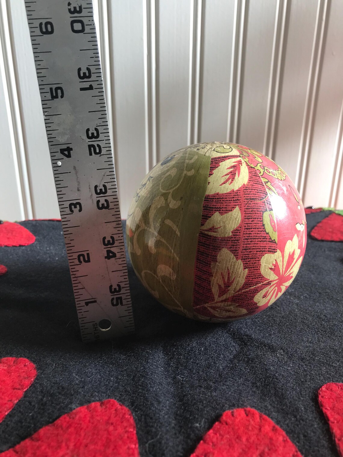 Vintage Decoupage Wooden Sphere - Enchanting Home Accent - Antique ...