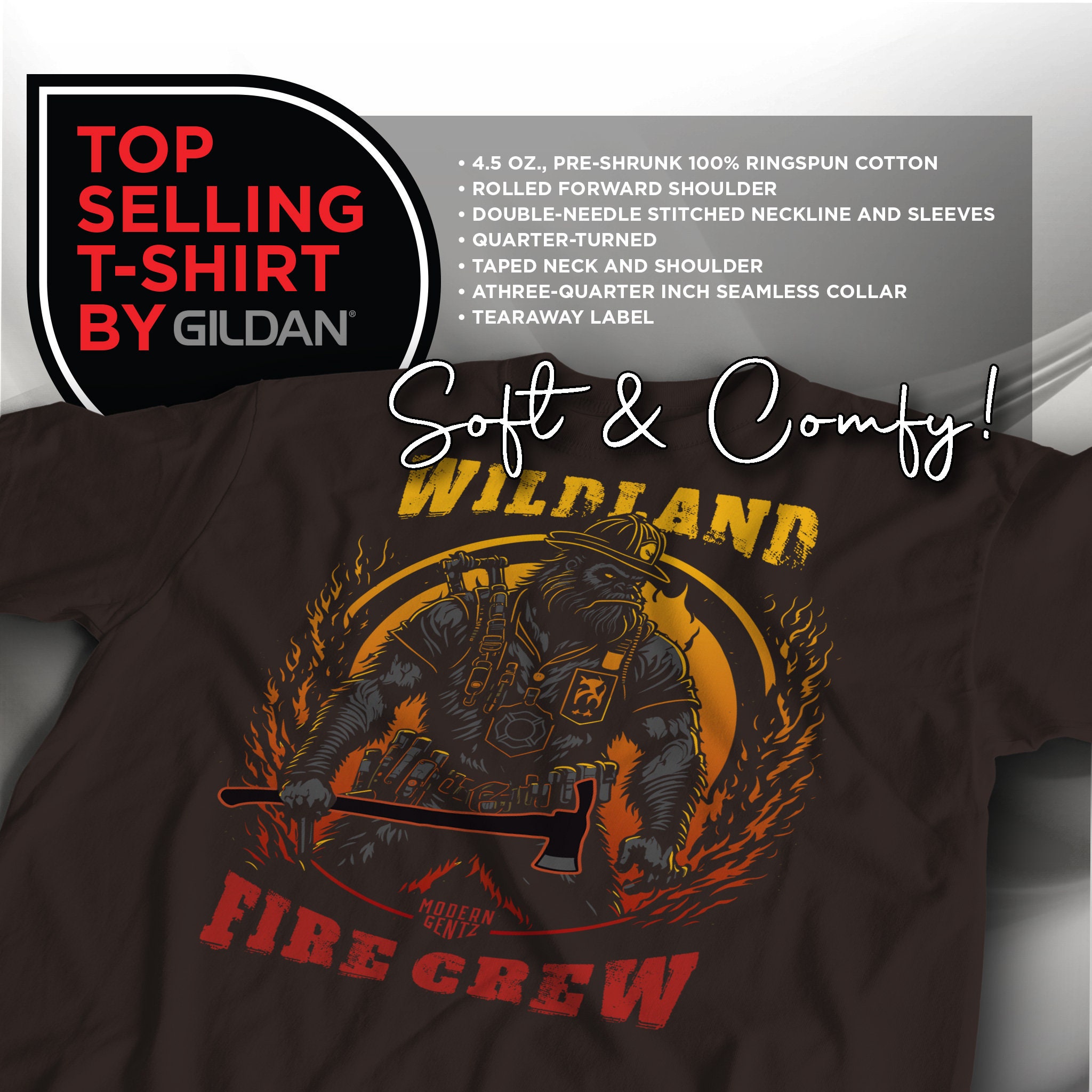 Wildland Fire Crew Shirt, Bigfoot Fire Fighter Tee, First Responder ...