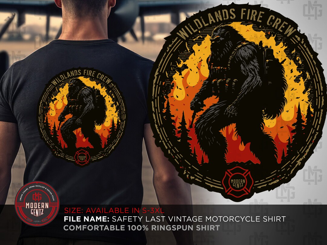 Bigfoot Fire Fighter T-shirt, Wildlands Sasquatch Tshirt, Forest ...