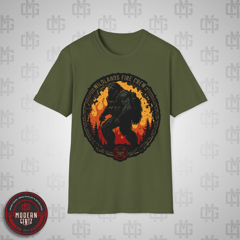 Bigfoot Fire Fighter T-shirt, Wildlands Sasquatch Tshirt, Forest ...