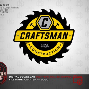 Editable Logo, Craftsman Logo Design, Construction Logo, Vector Logo ...