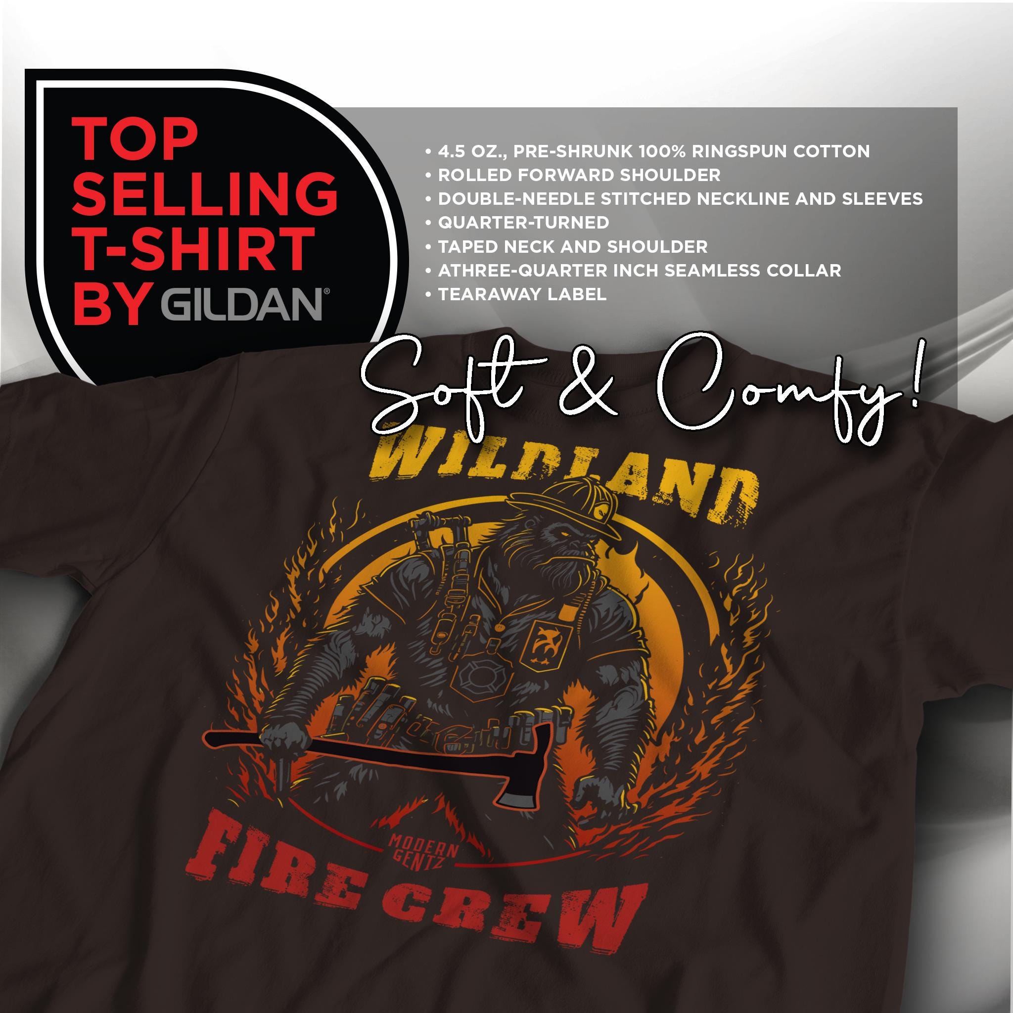 Wildland Firefighter Tee, Wildfire Crew Shirt, Bigfoot Fire Fighter ...