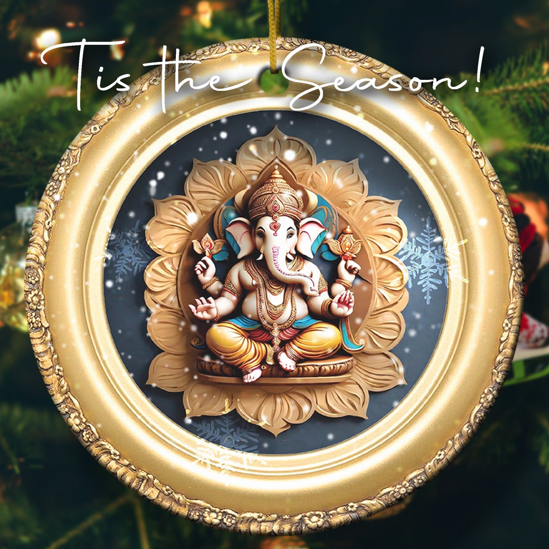 Ganesha Ornament, Hindu Om Elephant Holiday Ornament, Hindu Deity Charm ...