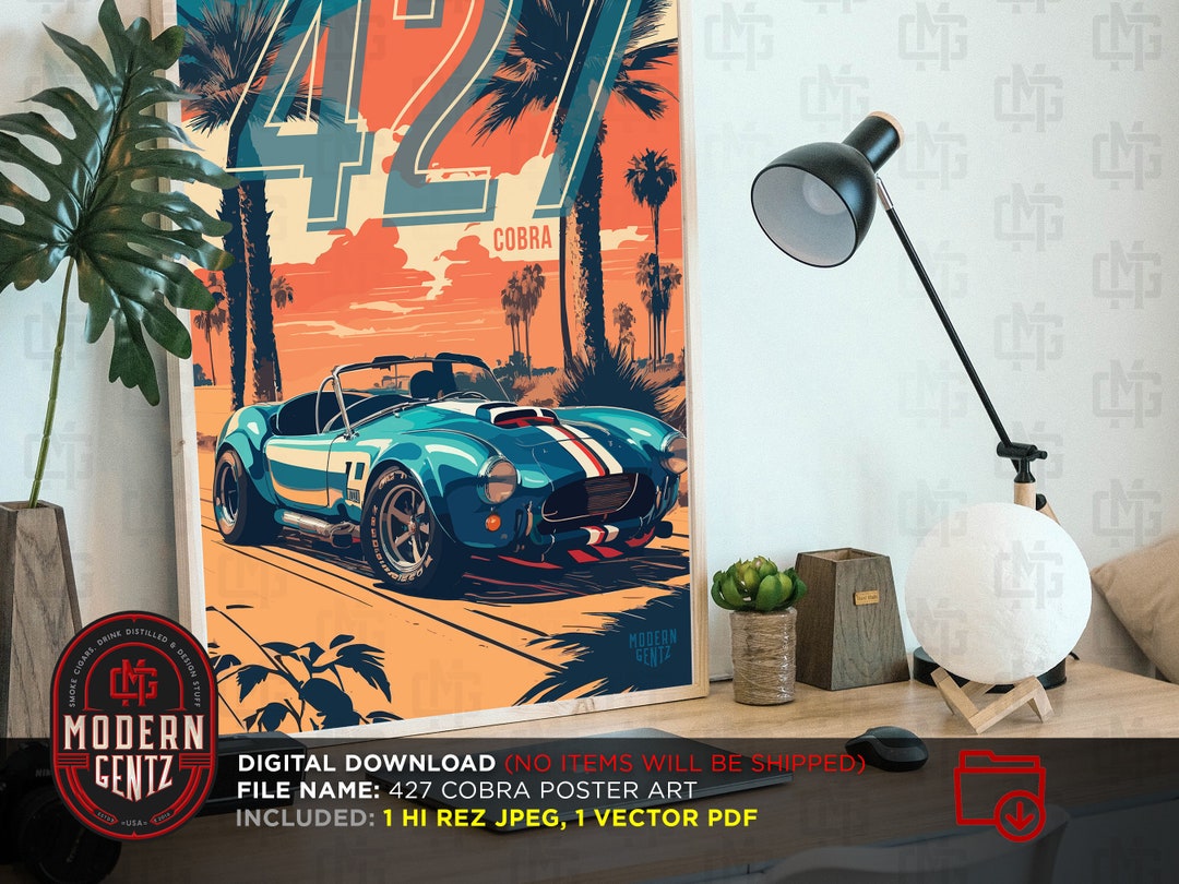 427 Cobra Poster Art, Classic Car Poster, Shelby Cobra Poster - Etsy