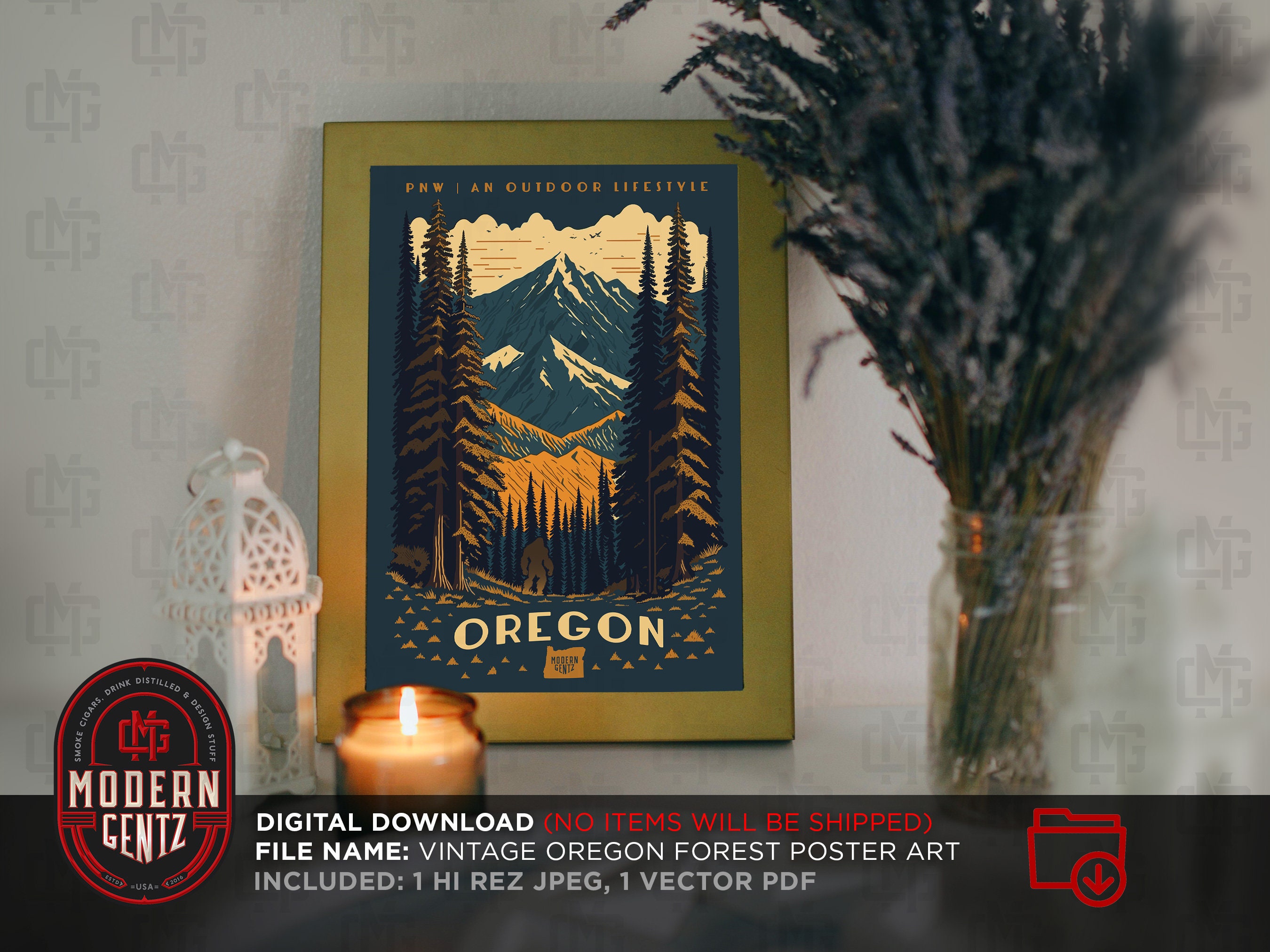 Vintage Oregon Forest Poster Art Mountains Poster Art the - Etsy
