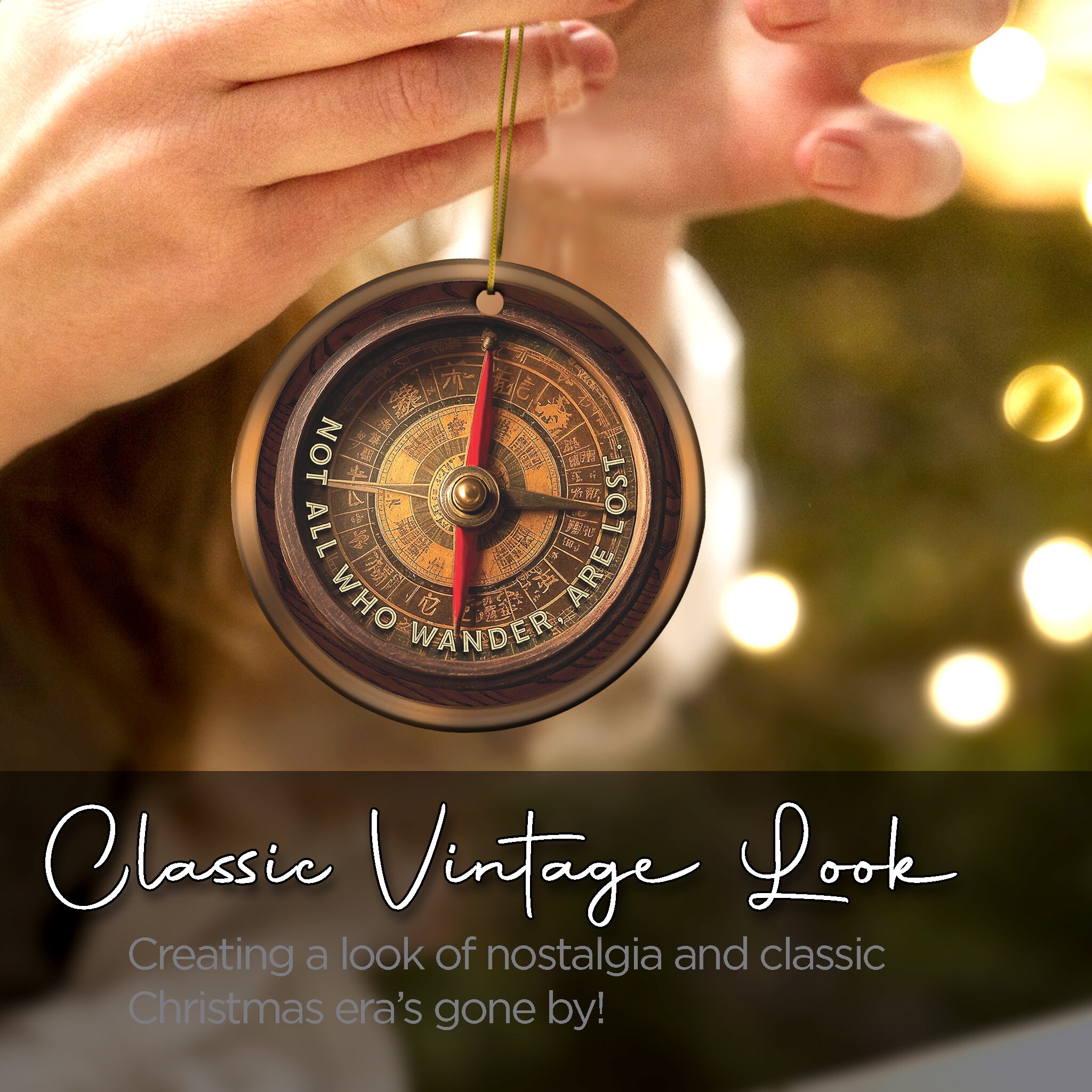 Not All Who Wander Are Lost Ceramic Ornament, Rustic Compass Ornament ...