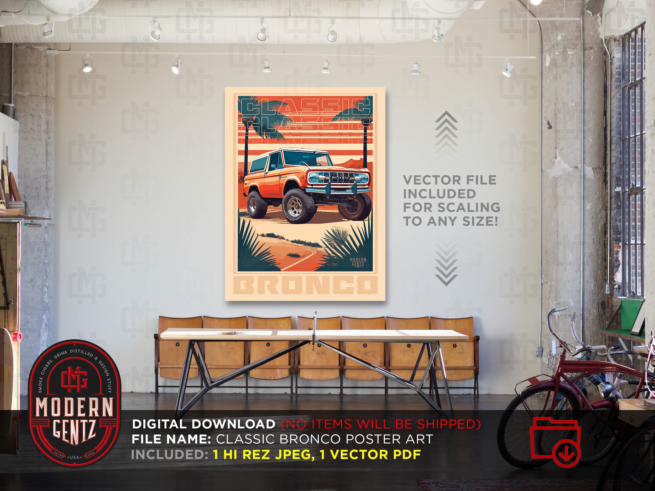 Classic Bronco Poster Art, Mancave Wall Hanging, Ford Bronco Classic ...