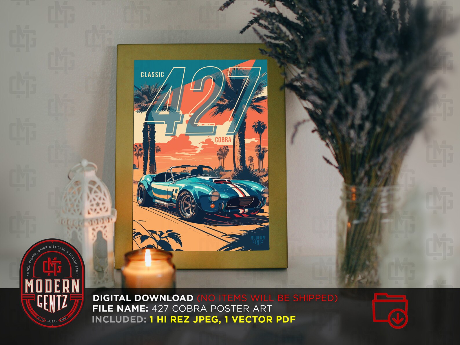 427 Cobra Poster Art, Classic Car Poster, Shelby Cobra Poster - Etsy