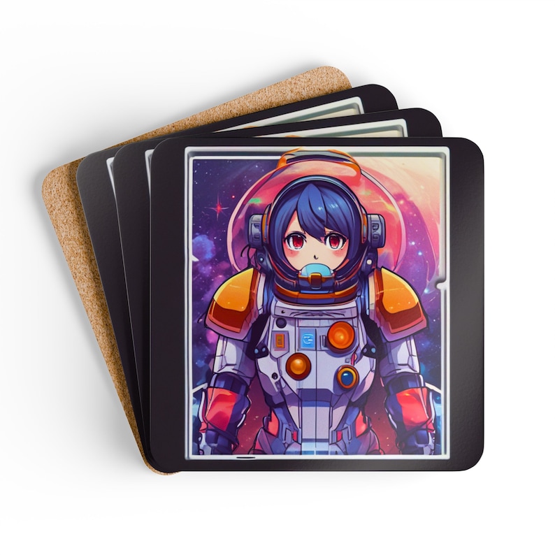 Anime Coaster Set Anime in Space Anime Gift for Anime Lover Anime ...