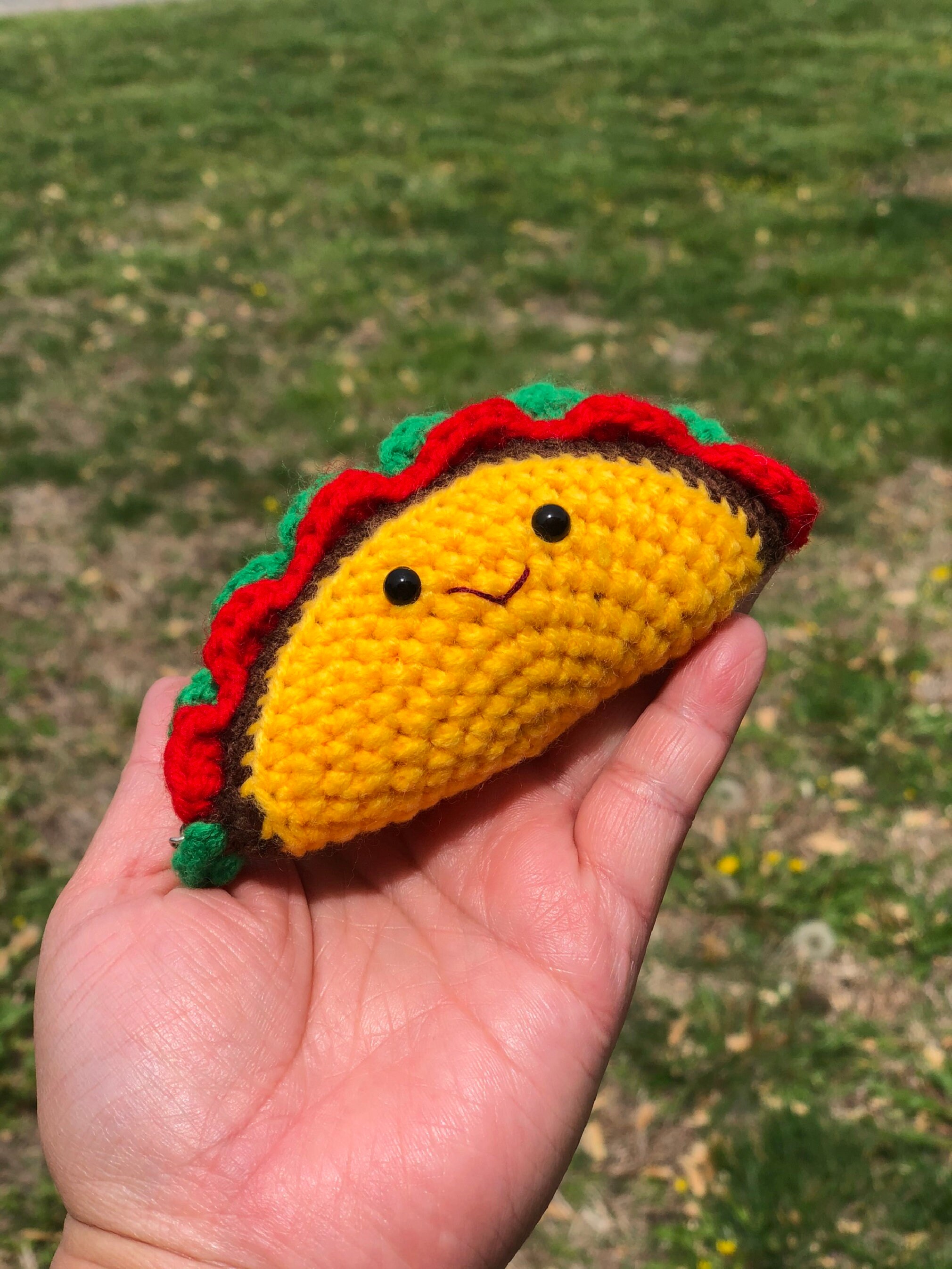 Crochet Taco Keychain Plushie Taco Stuffed Play Food Cinco De Mayo ...