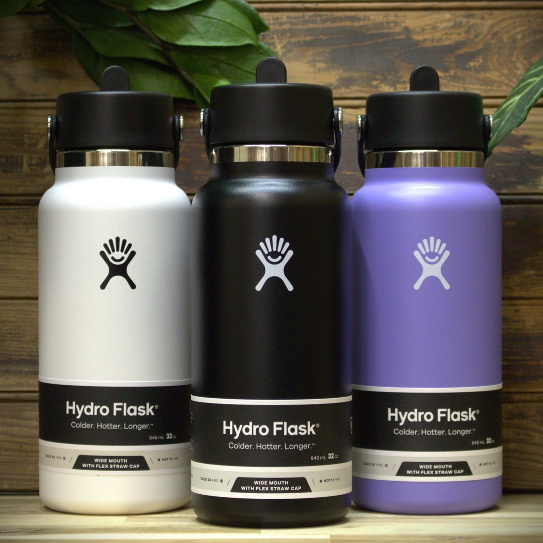 32oz Custom Engraved Hydro Flask Wide Mouth With Flex Straw Cap - Etsy