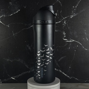 Halloween Black 24oz Owala Freesip Engraved Bottles | Spider Web, Bats ...