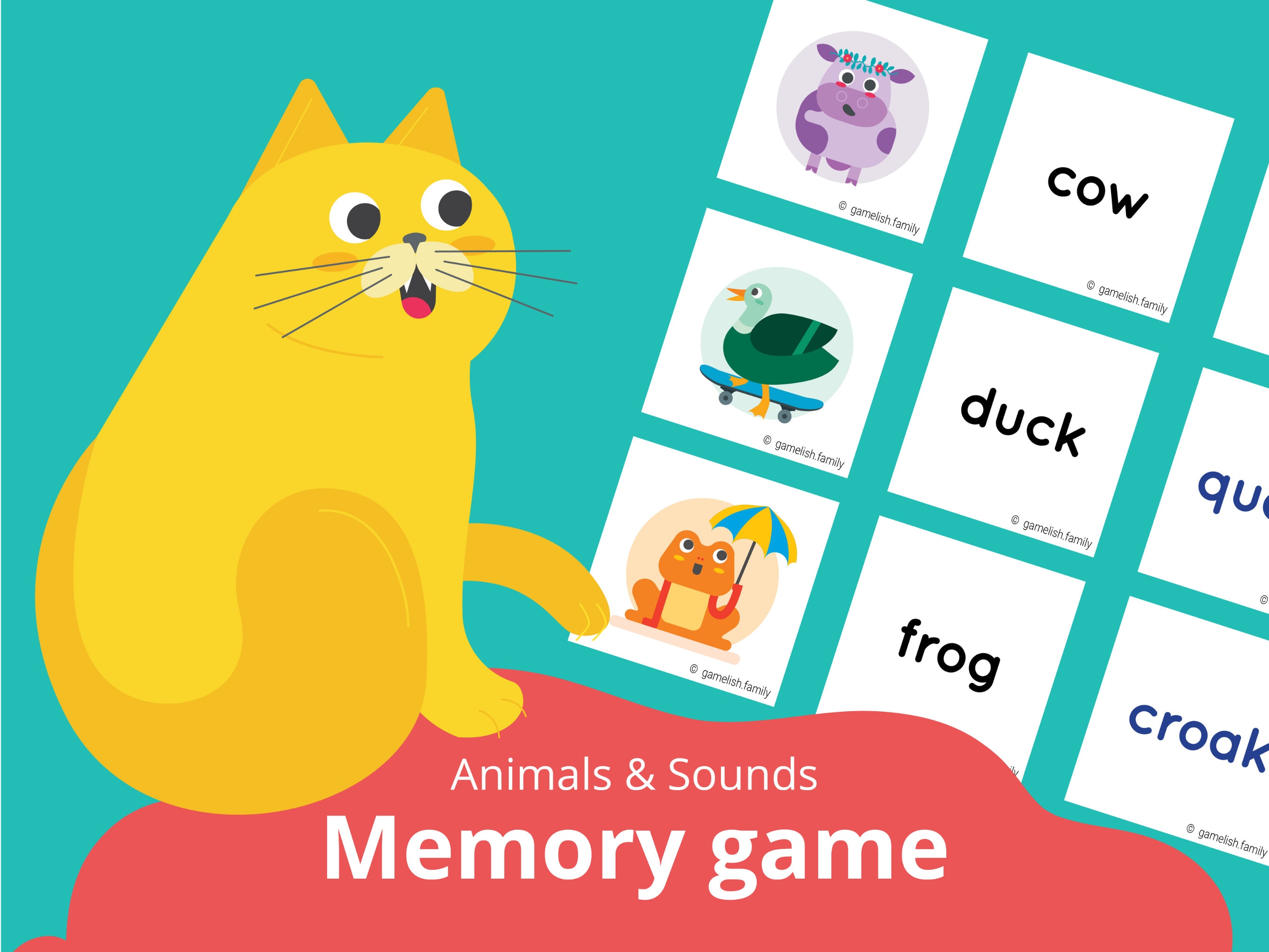 Matching Memory Game Animal Names and Sounds Digital Download ...