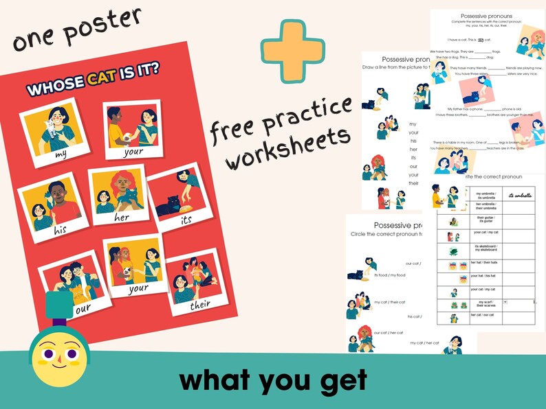 Poster Possessive Pronouns Beautifully Designed + Free Practice ...