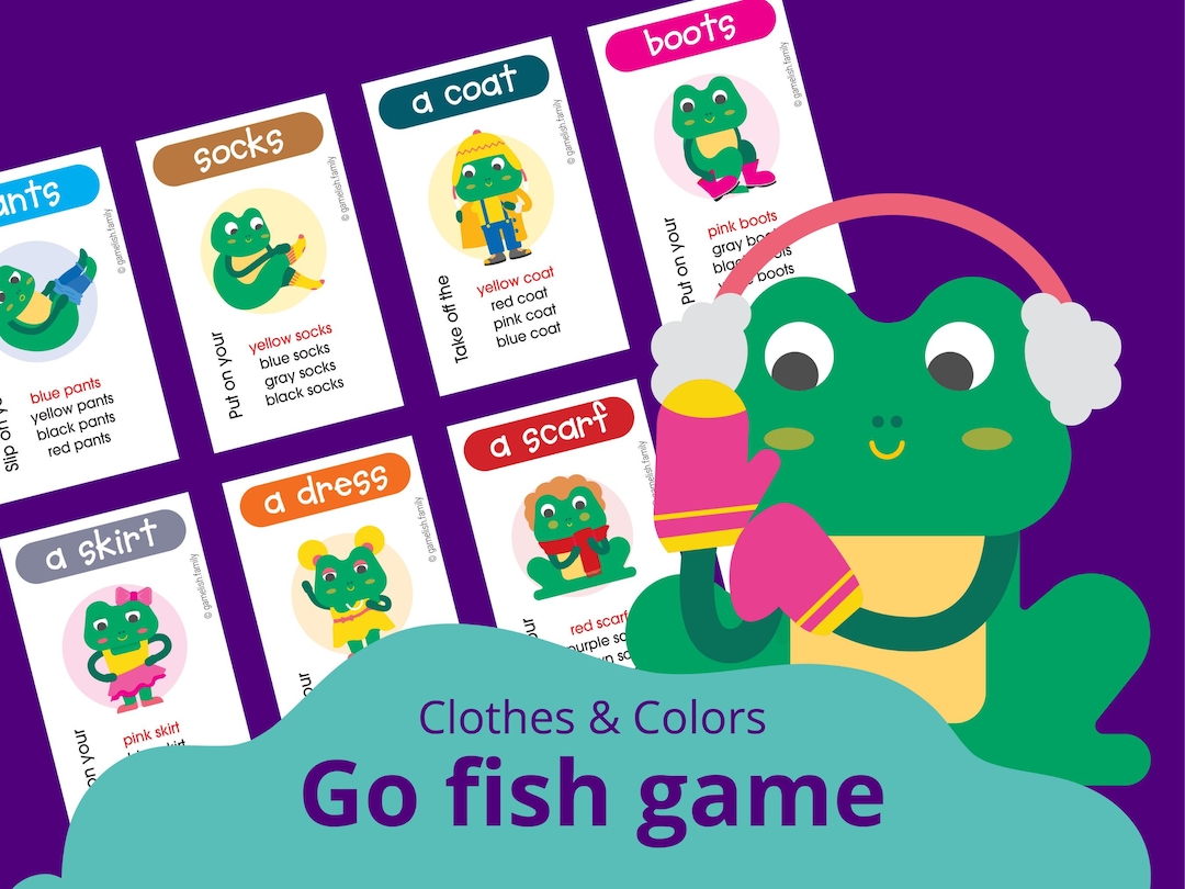 Clothes, Colors & Verbs Go Fish Game Interactive Educational Printable ...