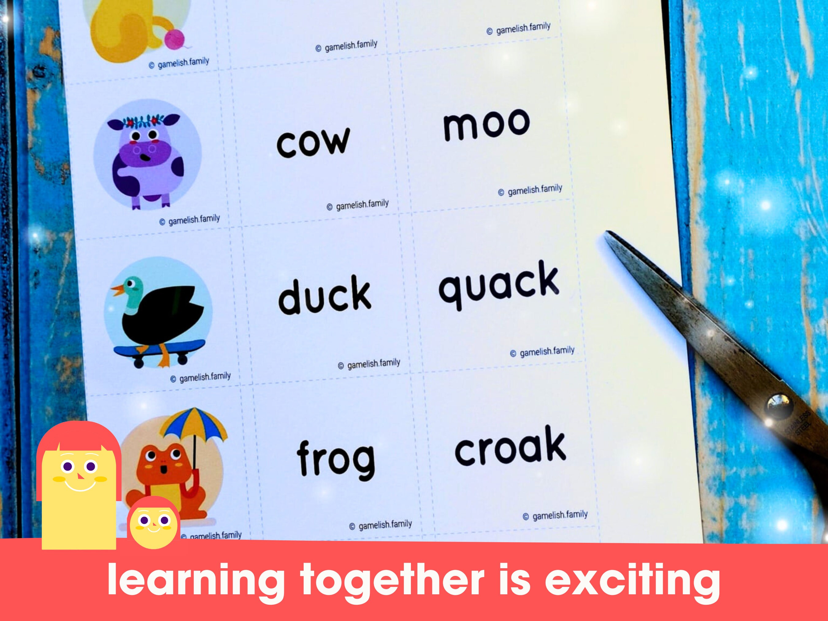 Matching Memory Game Animal Names and Sounds Digital Download ...