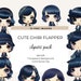 Cute Chibi Flapper Girl, Flapper Girl Clipart, Chibi Clipart, Xmas Girl ...