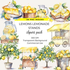 Lemon Clipart, Summer Clipart, Digital Art, Watercolor Clipart ...