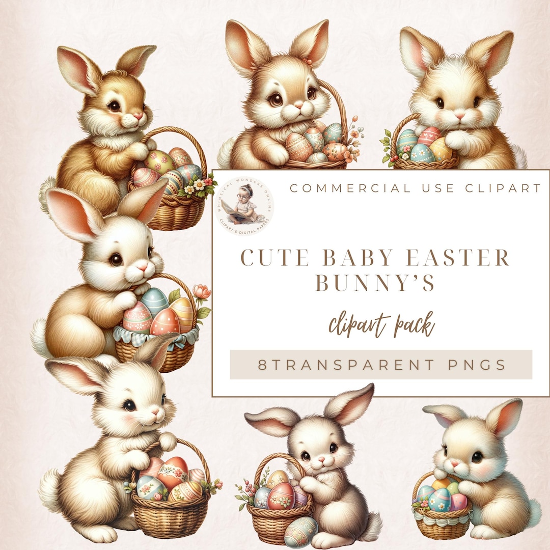 Easter Bunny Clipart, Baby Clipart, Cute Baby Animals, Nursery Art ...
