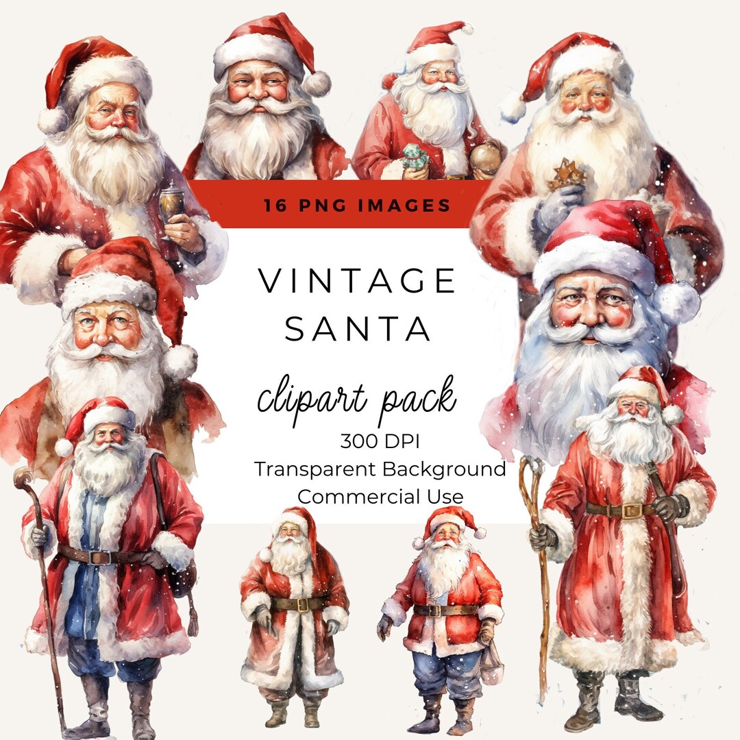Santa Claus Clipart, Vintage Clipart, Card Making, Commercial Use ...