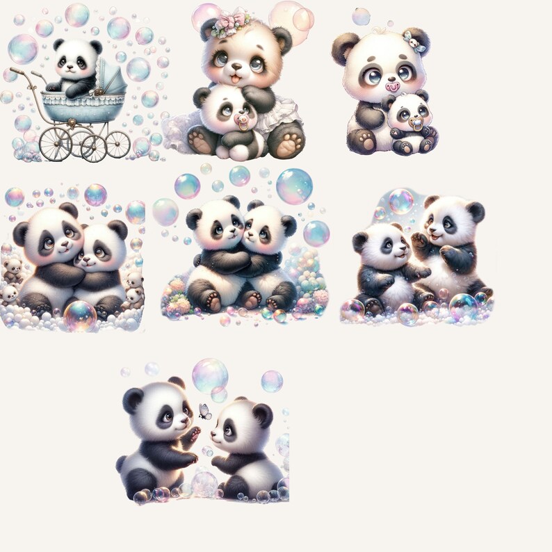 Cute Baby Panda Bear Clipart Bundle, Baby Panda PNG, Panda Bear ...