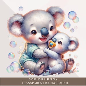Cute Baby Koala Watercolor Clipart, Australian Zoo Animal Png, Baby ...