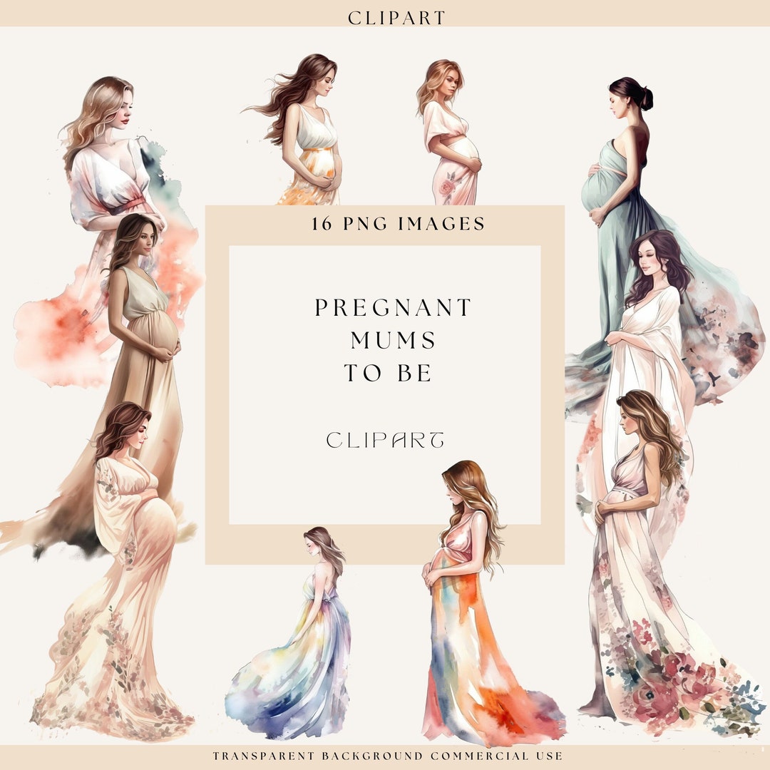 Watercolor Pregnant Ladies Clipart, Watercolor Clipart, Digital ...