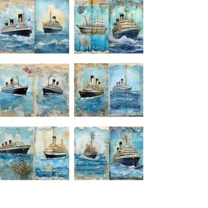 Junk Journal Printable, Vintage Cruise Liner Journal Pages, Nautical ...