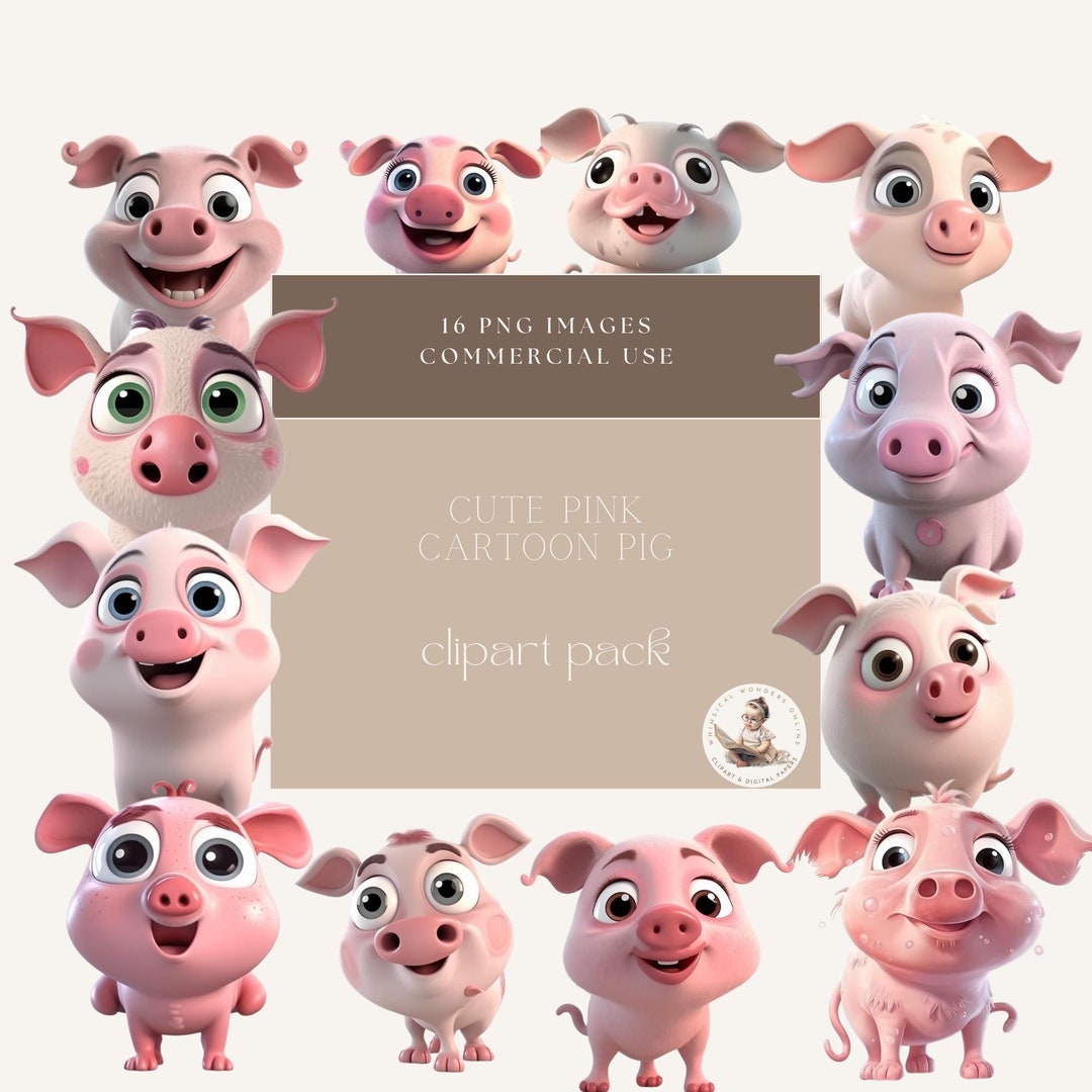 Cute Cartoon Piglets Clipart, Cute Baby Pigs Clipart, Pig Illustrations ...